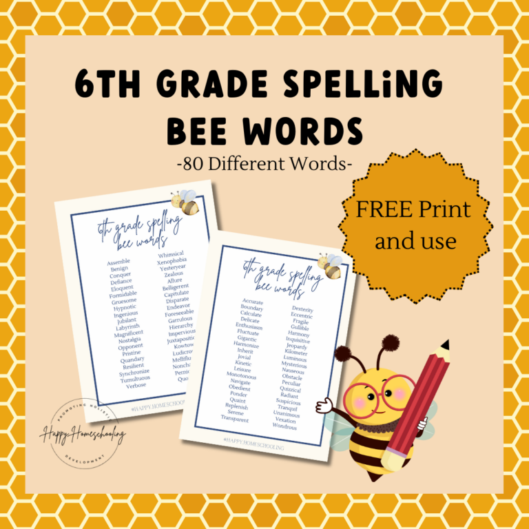 6th Grade Spelling Bee Words – Happy Homeschooling