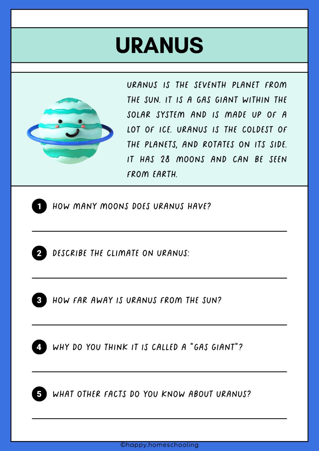 Planets Worksheet: Free Copy for You! – Happy Homeschooling