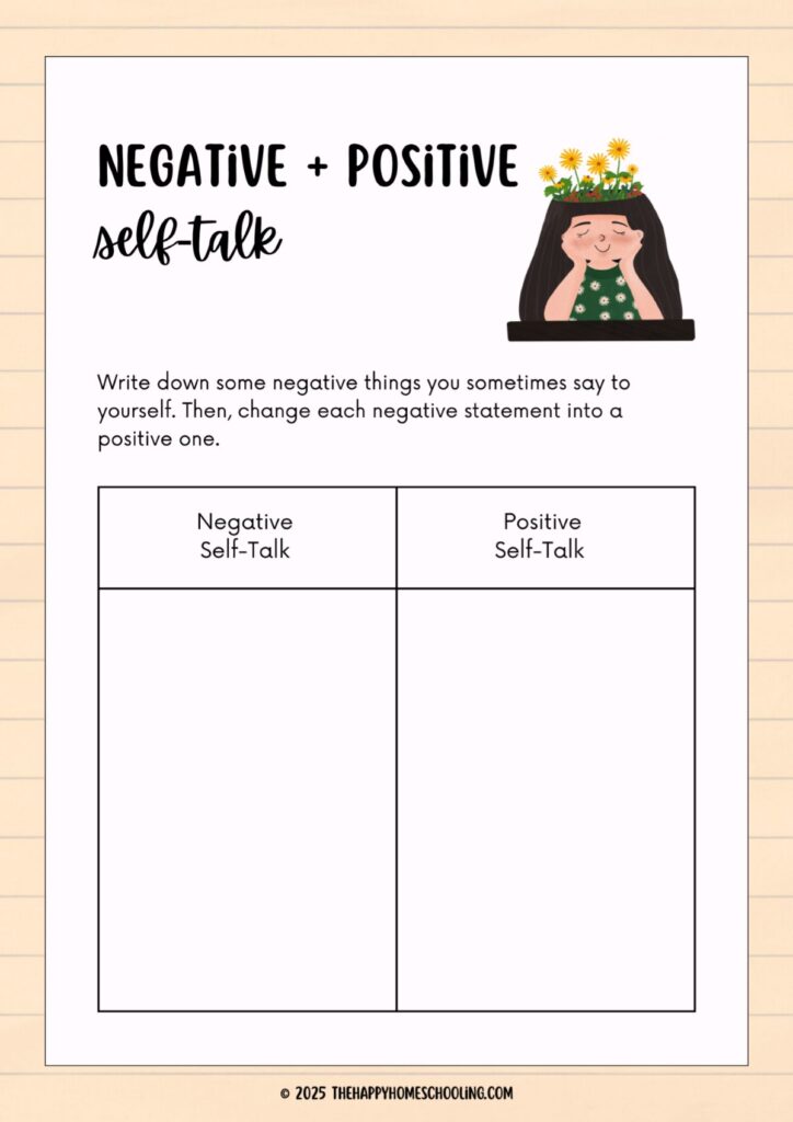 Positive Self Talk Worksheets 40 Activities To Promote Social
